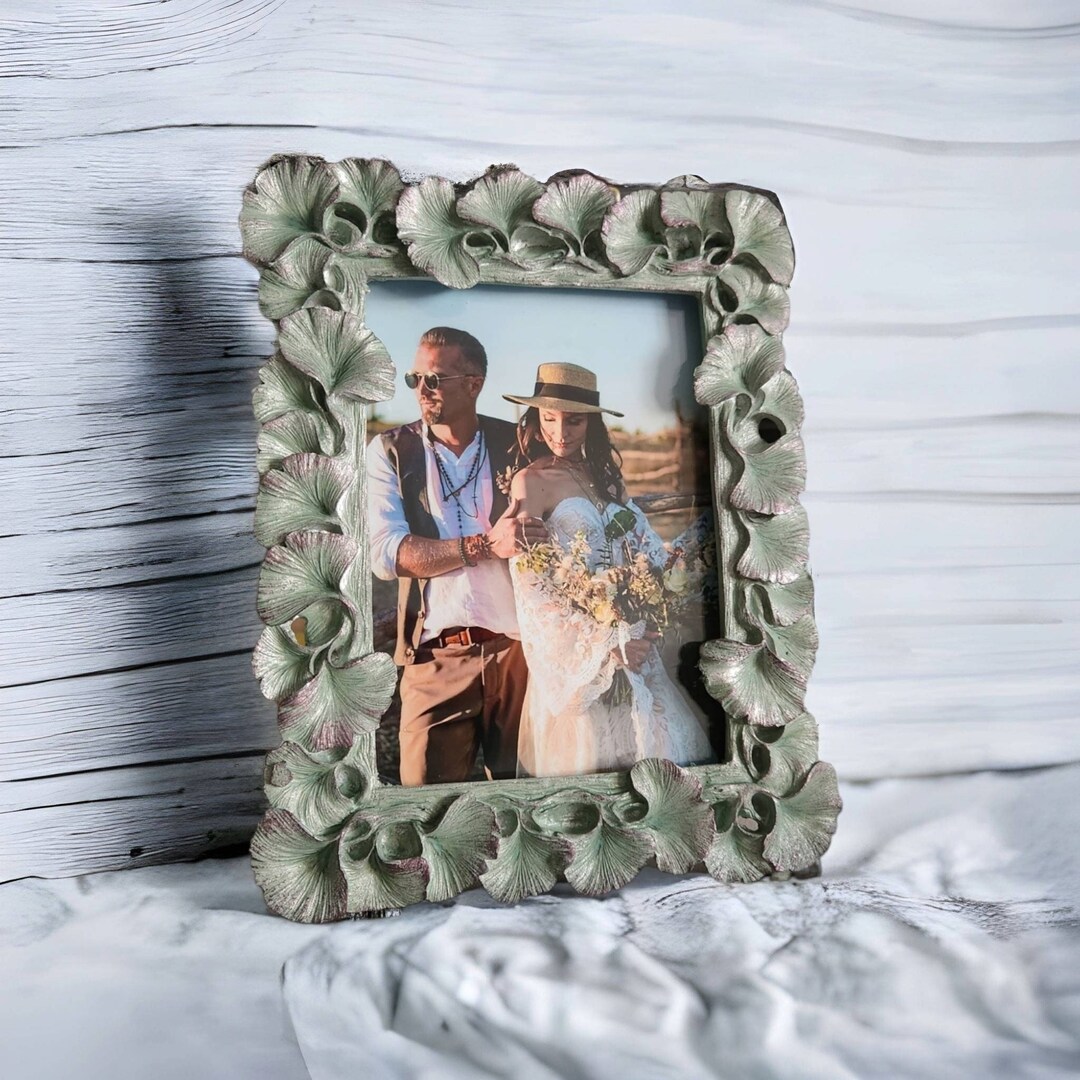 Picture Frame 5x7, Sage Green Ginkgo Leaf Ornate Photo Frame 5x7 for ...