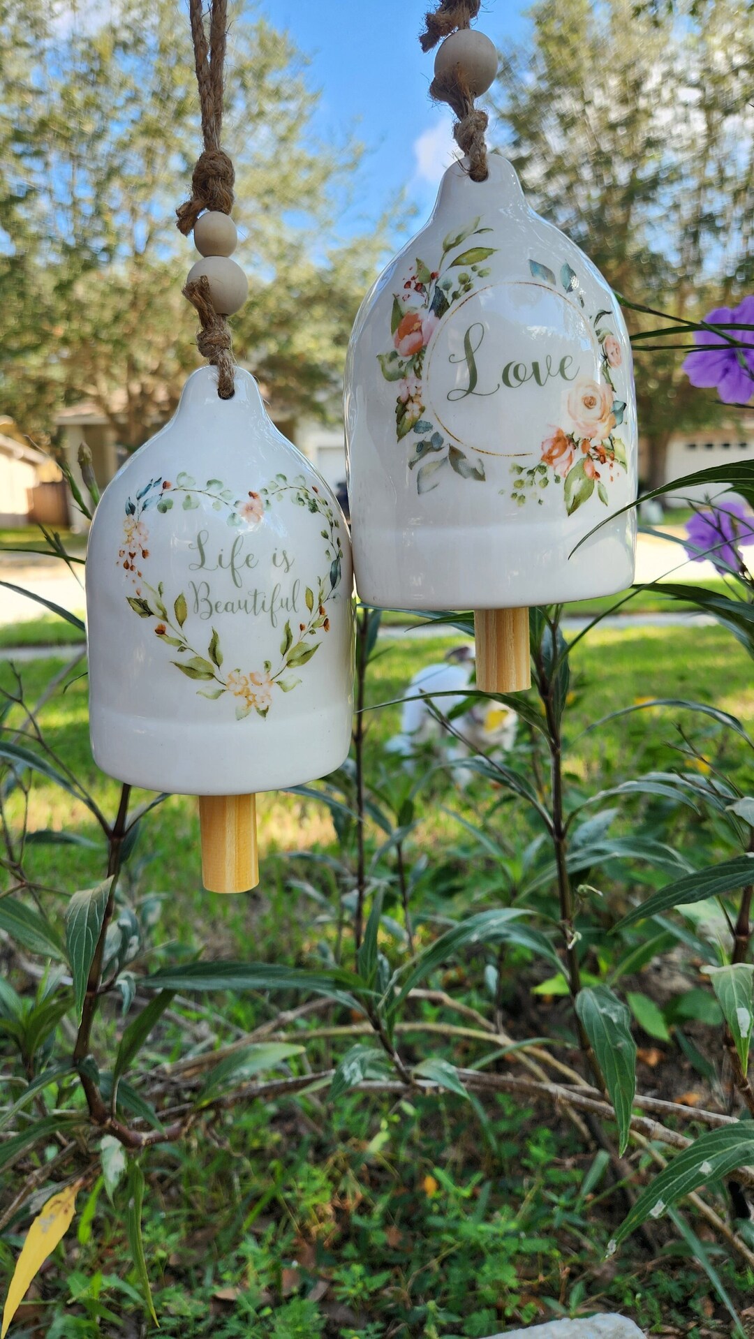 Vintage Ceramic Wind Chimes Farmhouse Home Decor Patio Garden ...