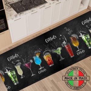 Cocktail Black Kitchen Rubber Mat, Floor Rug, Stain Resistant ...