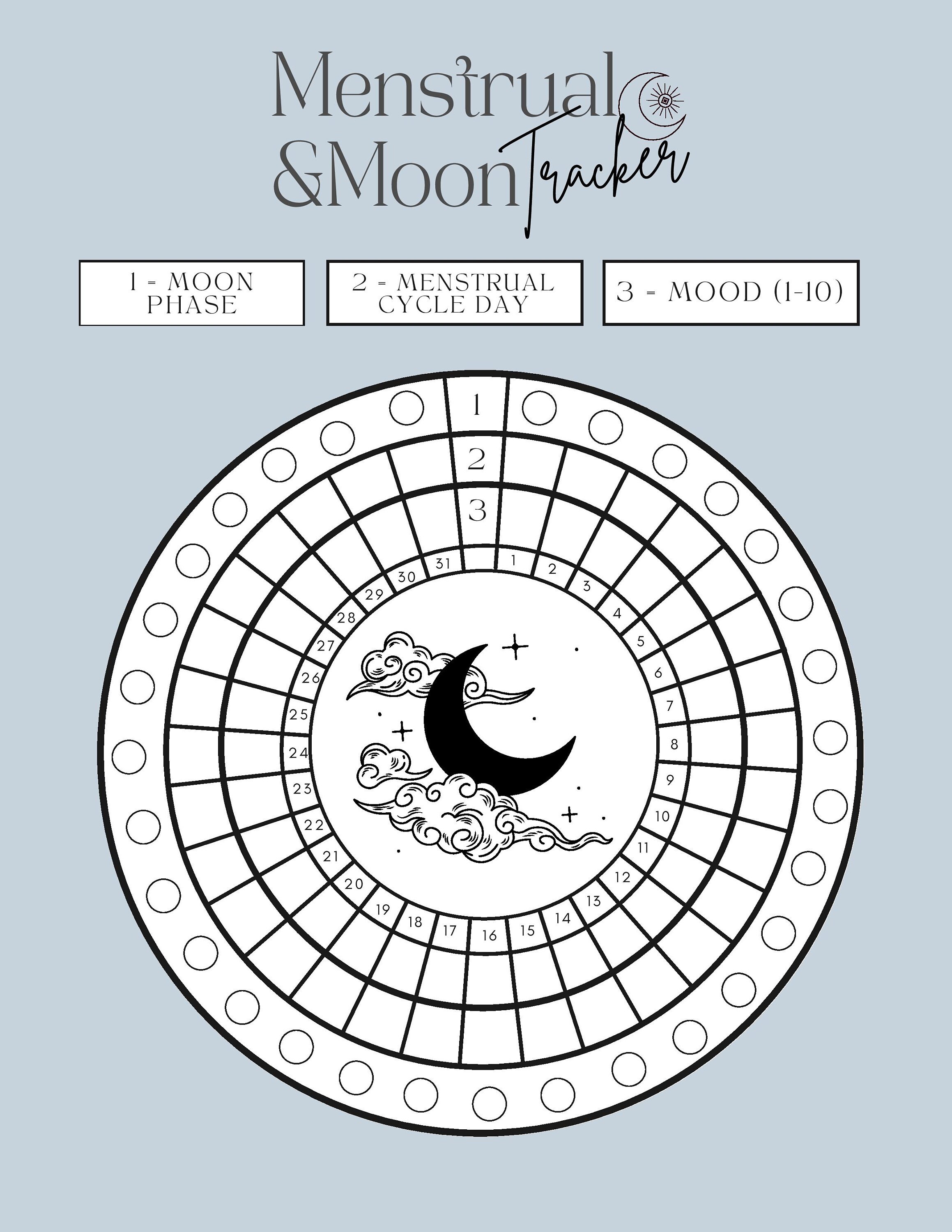 Menstrual & Moon Tracker Worksheet - Etsy