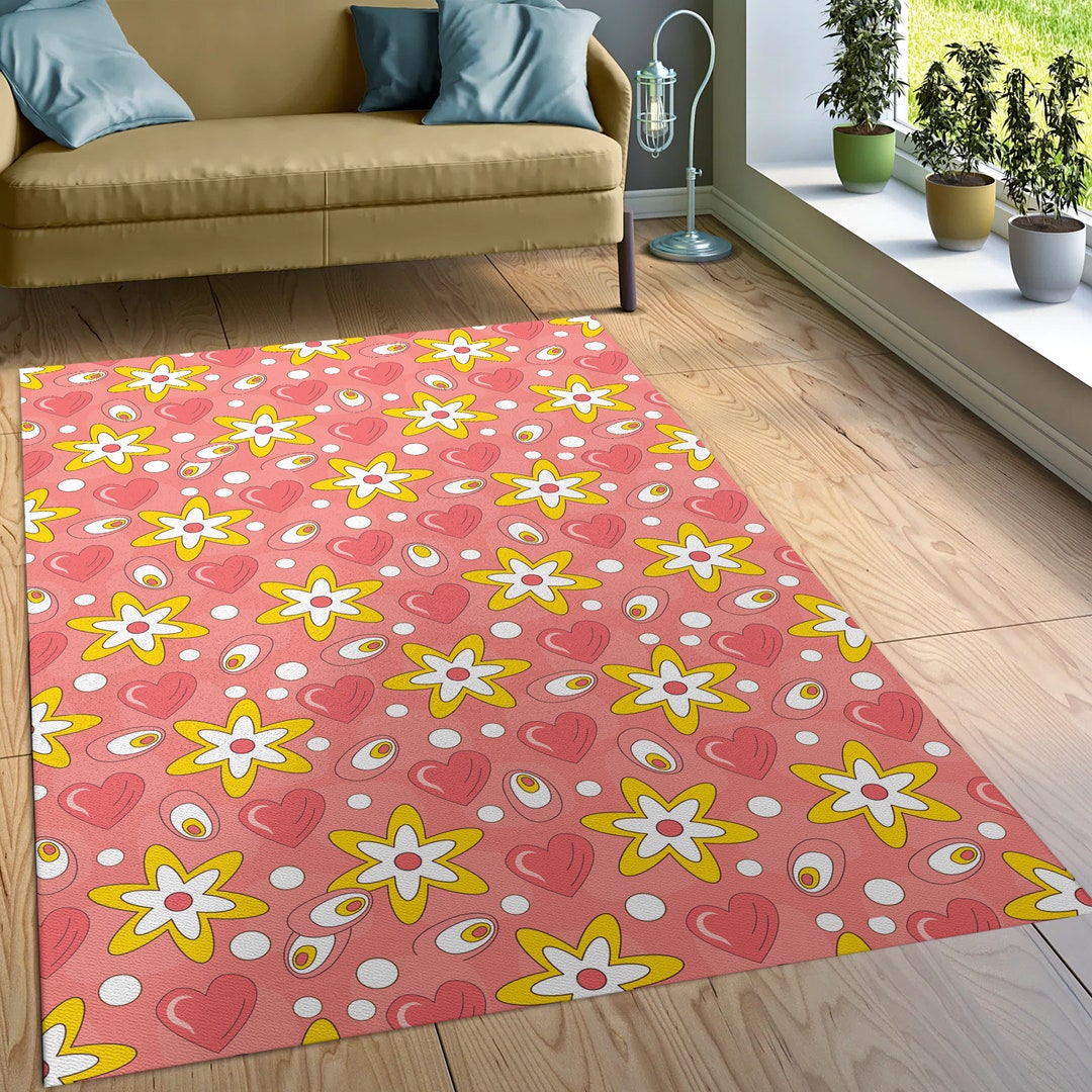 Psychedelic Groovy 70s Rug, Mid Century Modern Geometric, Housewarming ...