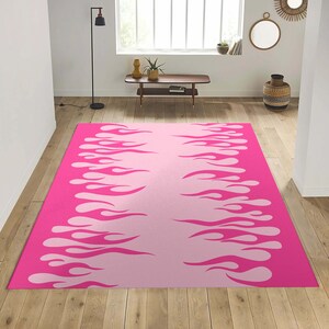 Pink Flame Groovy Rug, Funky 70S Rug, 70S Aesthetic, Modern Abstract ...