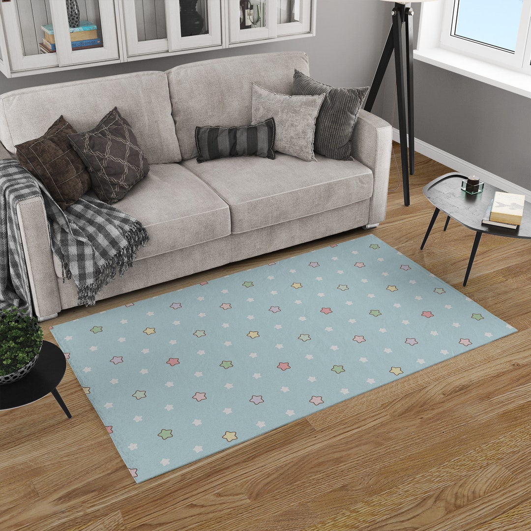 Cute Blue Kawaii, Little Stars Kawaii Rug, Cute Gift for Her, Kawaii ...