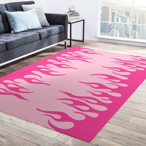 Pink Flame Groovy Rug, Funky 70S Rug, 70S Aesthetic, Modern Abstract ...