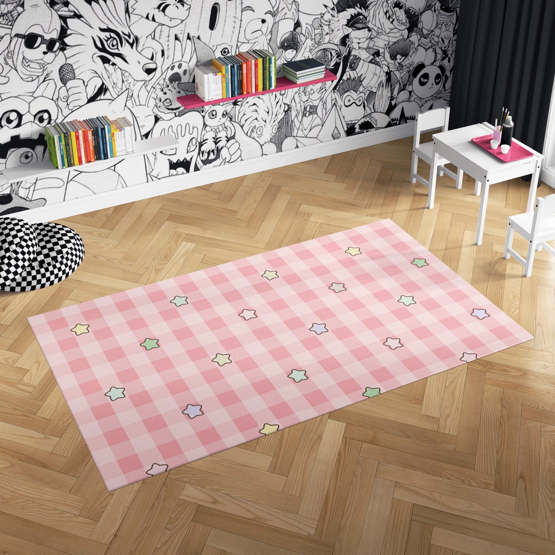 Cute Pink Kawaii, Little Stars Kawaii Rug, Cute Gift for Her, Kawaii ...