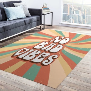 No Bad Vibes Groovy Funky 70S Rug, Custom Rug, Custom Area Rug, Bath ...