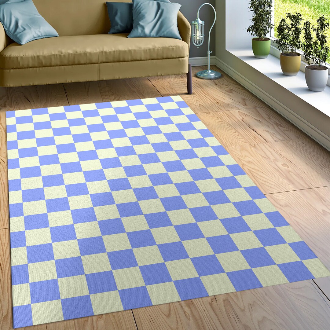 Purple Checkered Rug, Psychedelic Groovy 70S Rug, 70S Trippy Rug, Retro ...