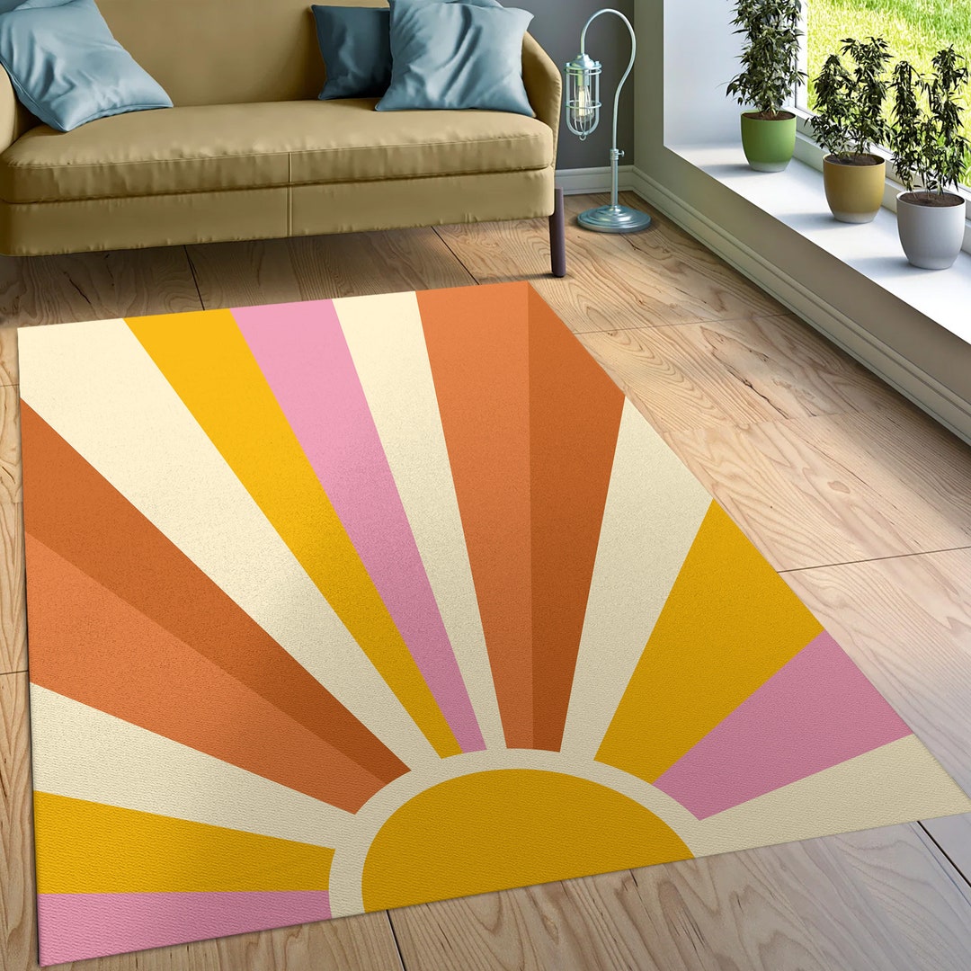 Groovy Boho Sun Rays Decor, Orange Rug, Classic Rug, Cool Rug, Mid ...