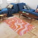 Orange Pink Wavy Retro Area Rug, 70s Rug, Wavy Trippy Rug, Psychedelic ...