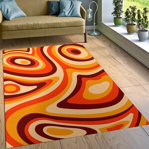 Orange 60S Rug Orange and Purple Rug Pastel Groovy Rug - Etsy