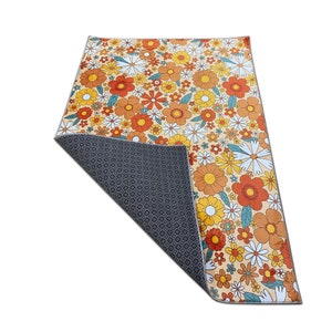 Floral Retro Groovy 70S Rug, Funky Trippy Rug, Designer Rug, 70S Rug ...