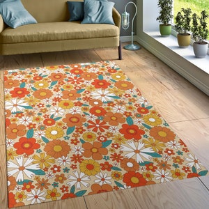 Floral Retro Groovy 70S Rug, Funky Trippy Rug, Designer Rug, 70S Rug ...