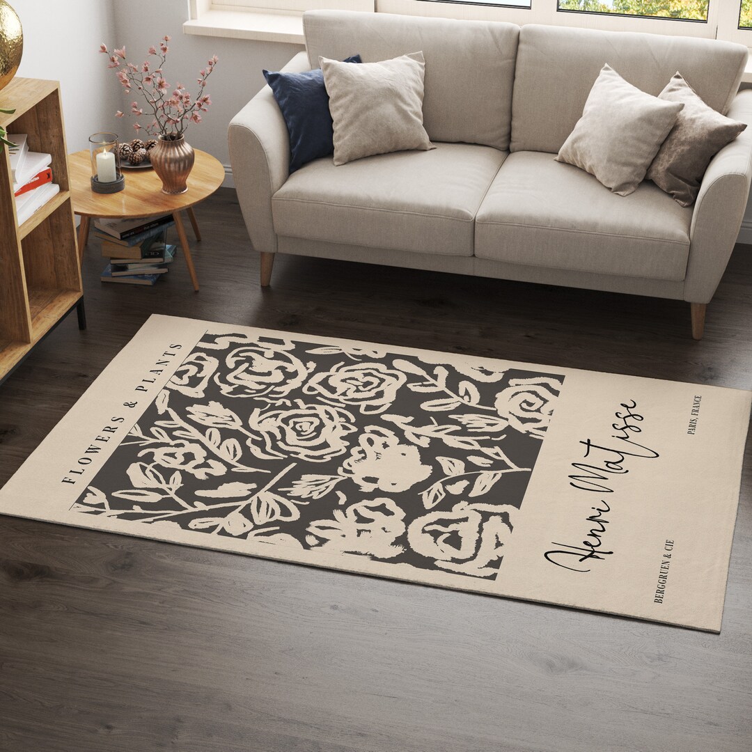 Henri Matisse Black and Beige Rug Vintage Rug Matisse Cut Outs Mid ...
