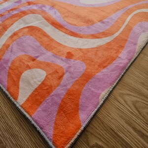 Orange Groovy Rug, Psychedelic, Rugs for Living Room, Retro Area Rug ...