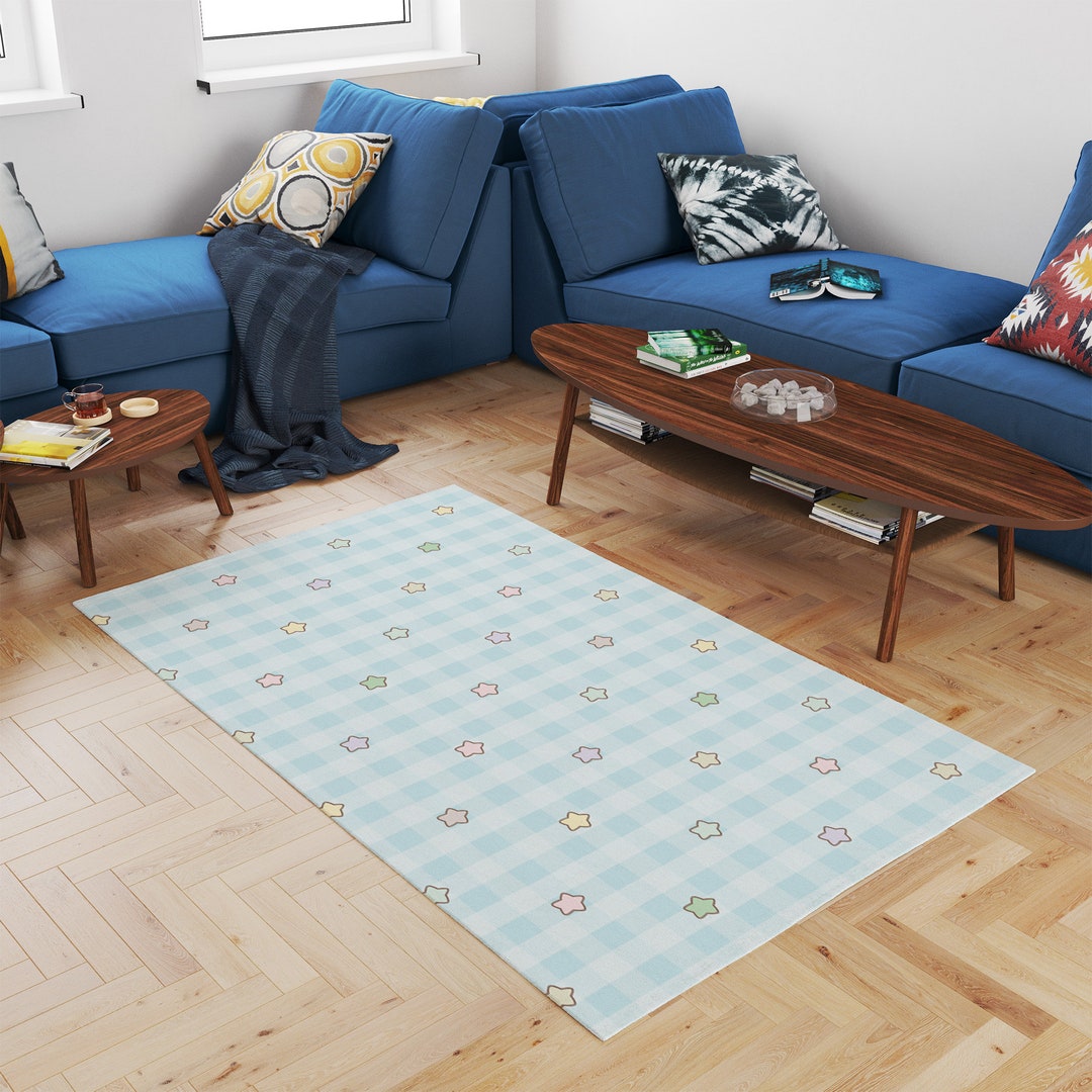 Cute Blue Kawaii, Little Stars Kawaii Rug, Cute Gift for Her, Kawaii ...