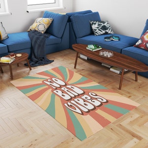 No Bad Vibes Groovy Funky 70S Rug, Custom Rug, Custom Area Rug, Bath ...