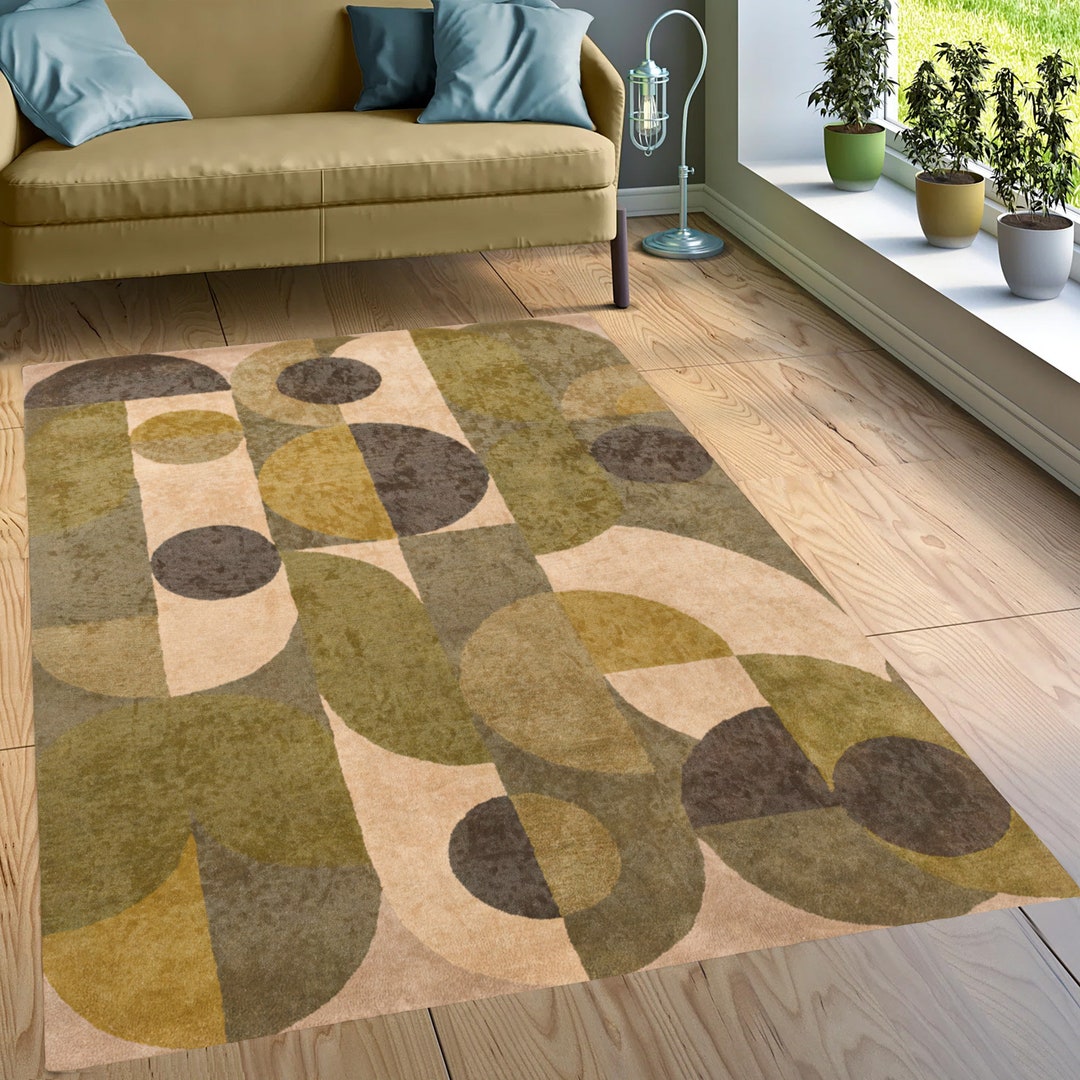 Mid Century Abstract Rug for Bedroom, Modern Area Rug, Contemporary ...