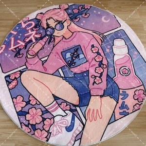 Colorful Mushroom Round Rug, Colorful Round Hippy Carpet for Bedroom ...