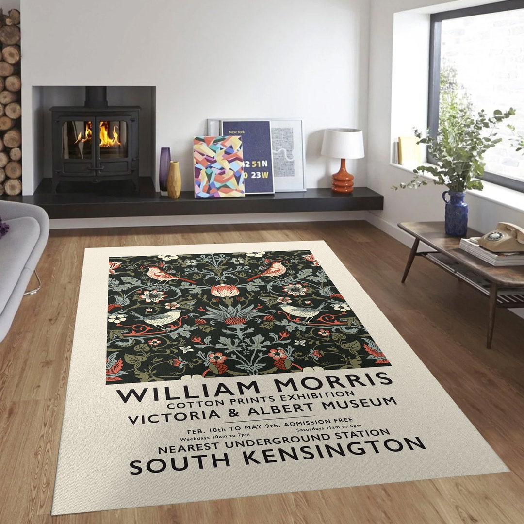 William Morris Birds Rug for Living Room, Modern Decor, Vintage Rug ...