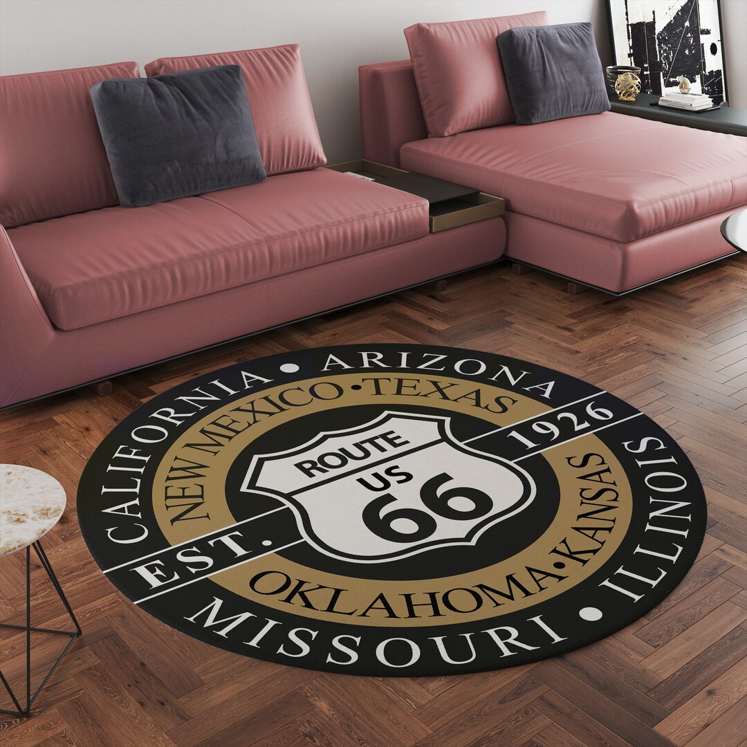 Route 66 Living Room Round Mat Circle Rug Non-slip Rug Rugs - Etsy