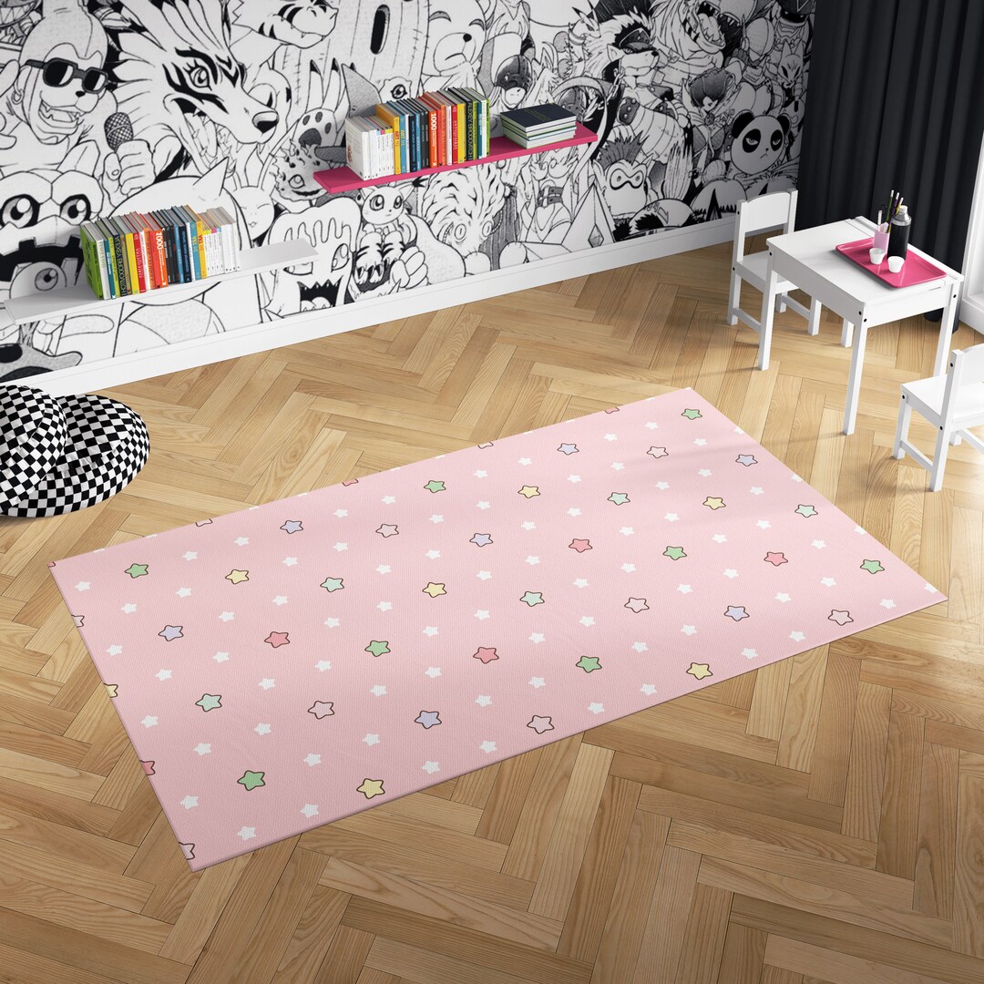 Cute Pink Kawaii, Little Stars Kawaii Rug, Cute Gift for Her, Kawaii ...