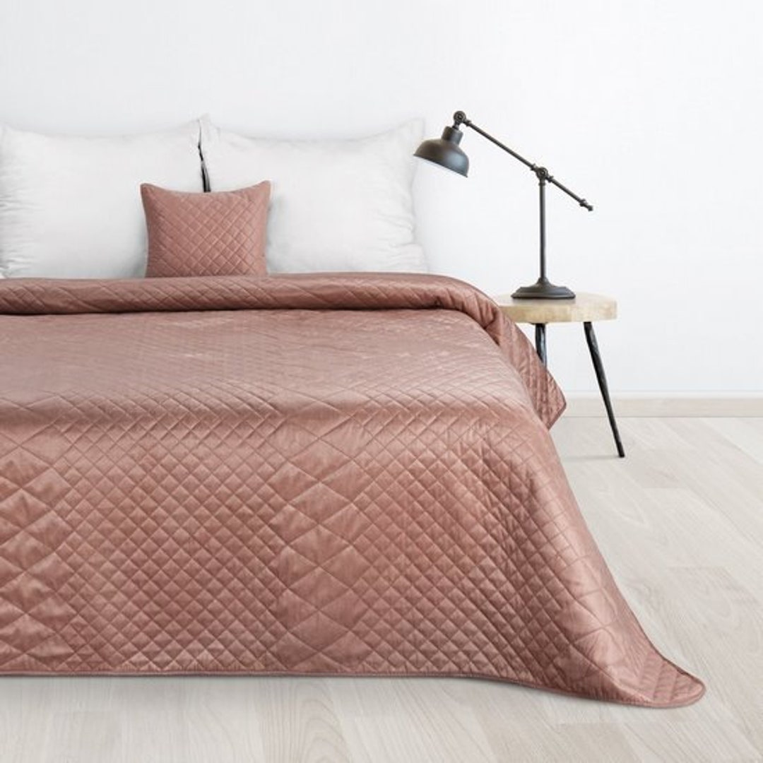 Pink Velvet Bedspread Pink Luxury Bedspread UK King Size - Etsy UK
