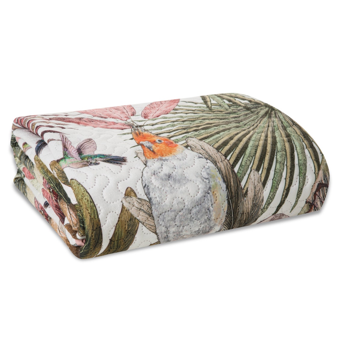 Quilted Bedspread With Parrot Print Nature / Floral Bedspreads ...