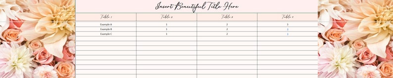 Beautiful Pink Florals EXCEL TEMPLATE - Etsy