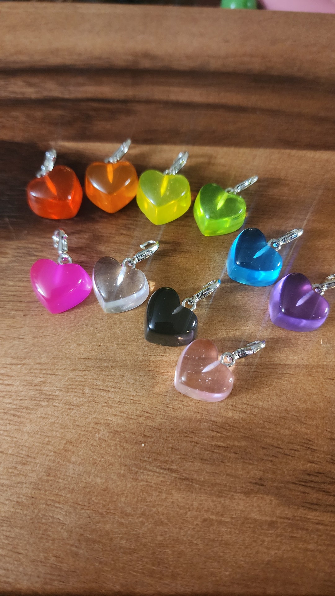 Heart Shape Gummy Candy Badge Reel Charms Clips Keychain Clasp Rearview ...