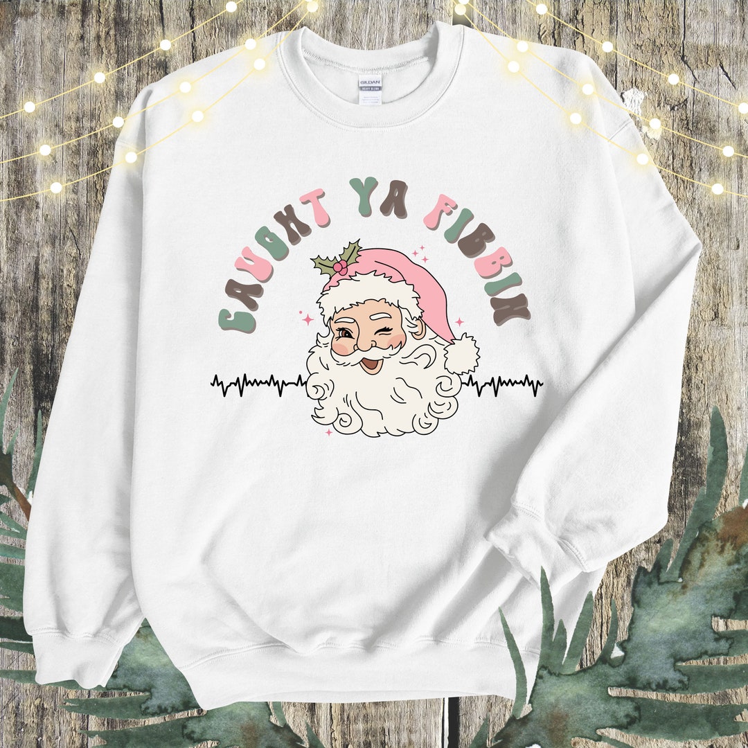 Afib Caught Fibbin Christmas Sweater Funny Pun for Medical Staff or ...