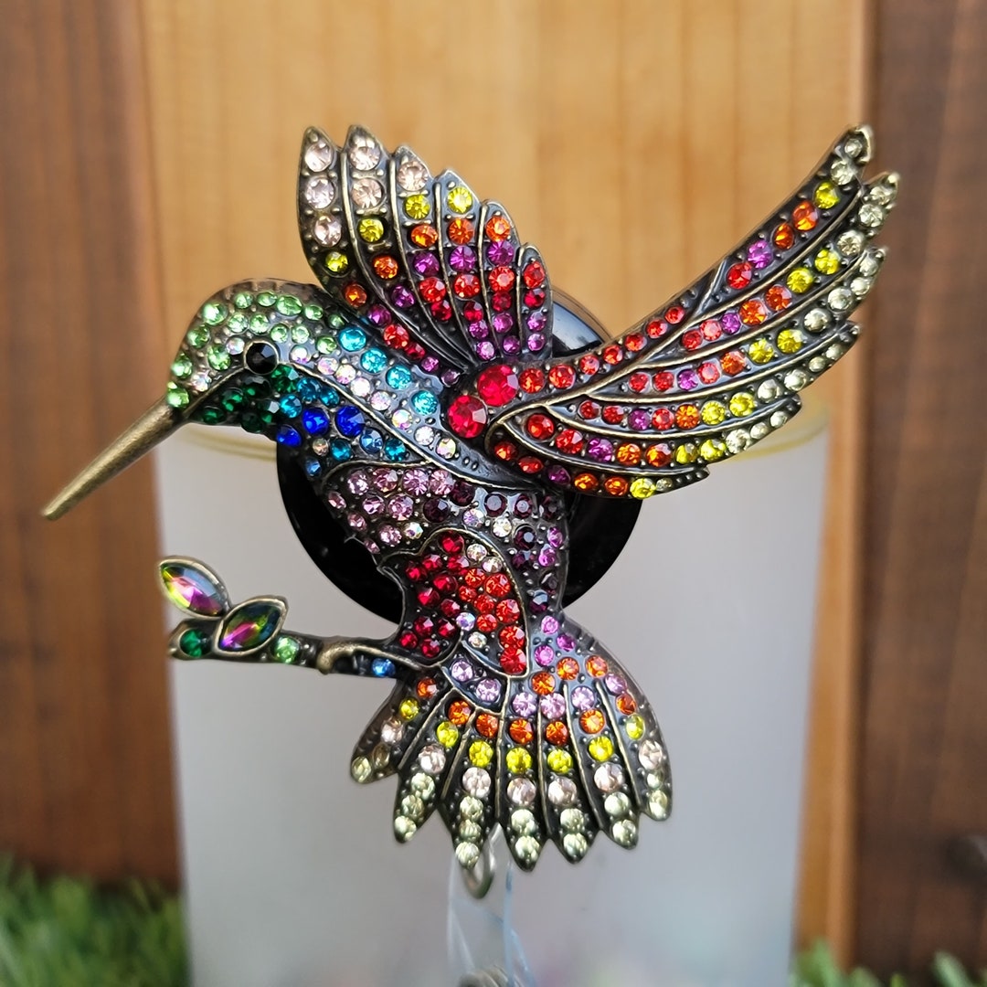 Rainbow Humming Bird Badge Reel Clip Beautiful Nurse Gift for Her RN ...
