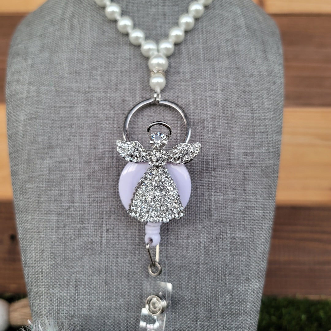 Vintage Look Halo and Winged Angel Badge Reel Sparkling Rhinestones ...
