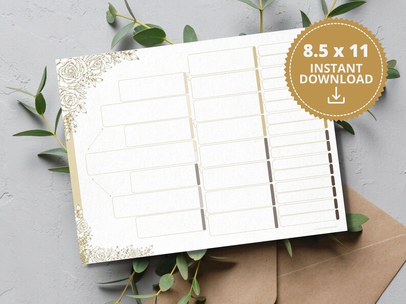 Printable Color-coded Family Tree Template Bundle With 5 Generations ...