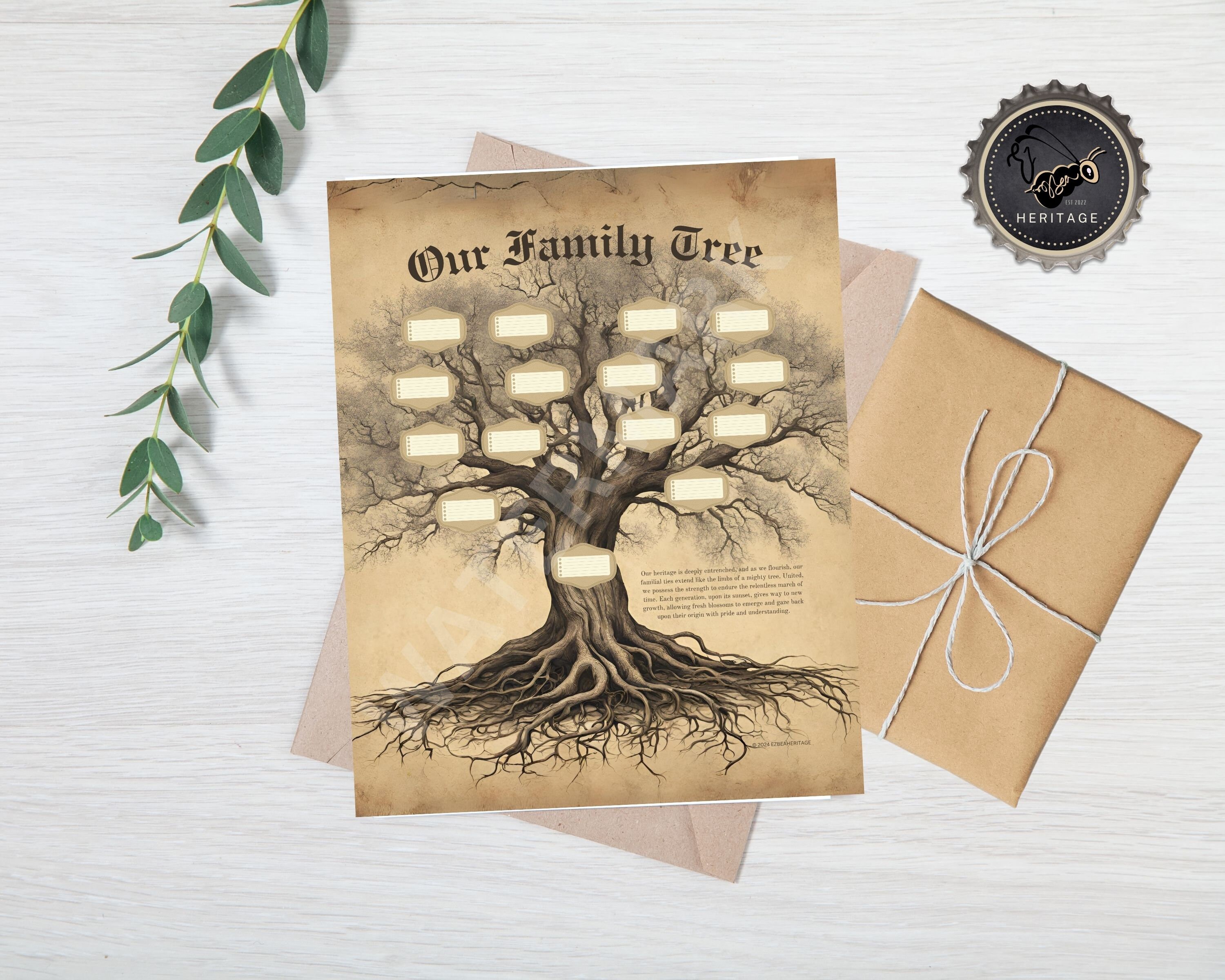 Genealogy Family Tree Template Deep Roots Ancestors Pedigree Chart on ...