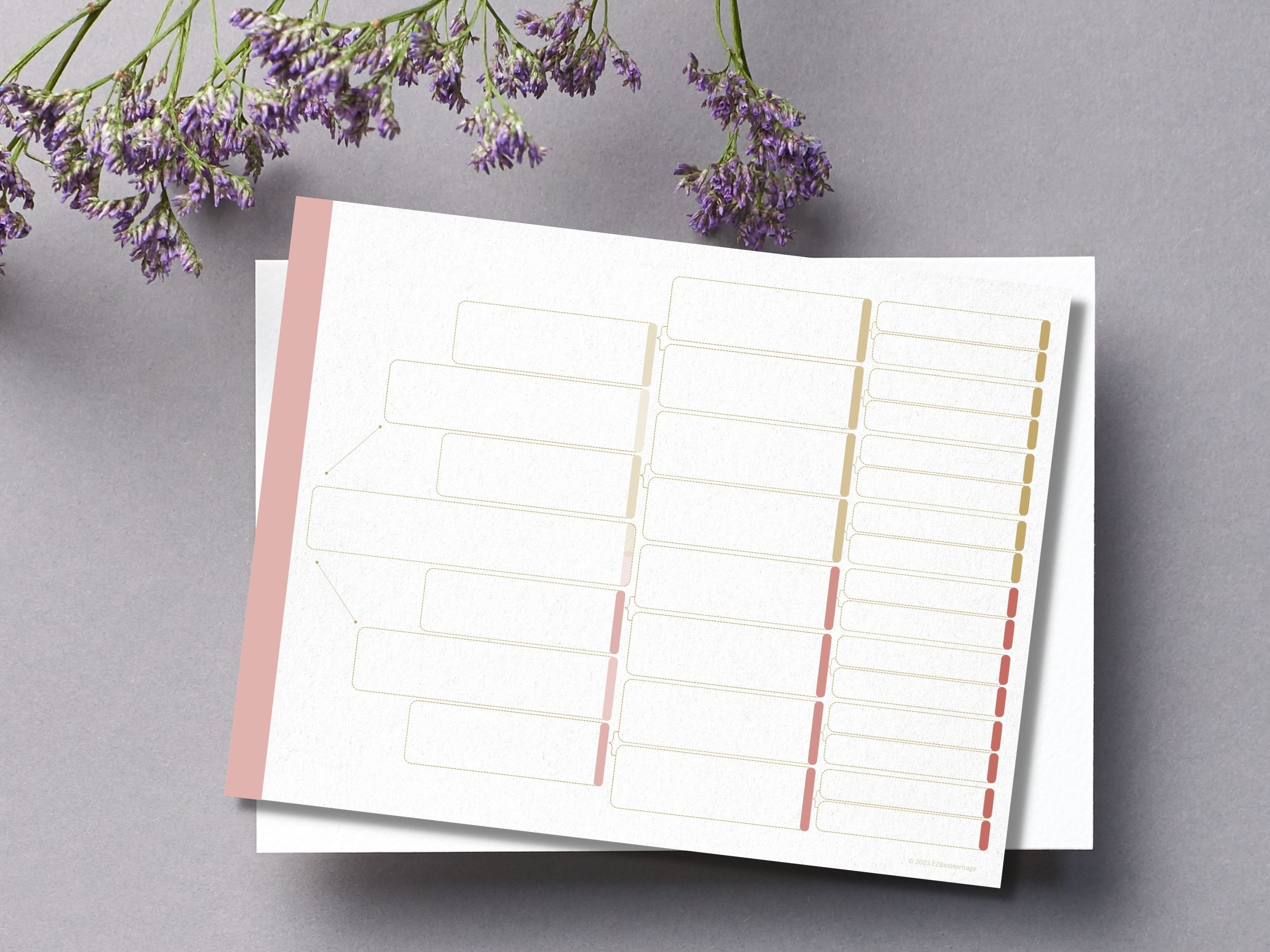 Printable Color-coded 5 Generation Family Tree Template Chart for Great ...