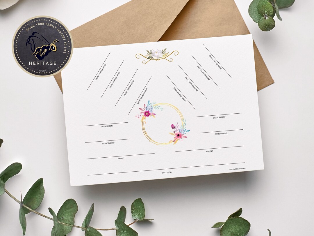 Four Generation Family Tree Template Printable (Instant Download) - Etsy