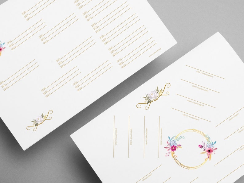 Four Generation Family Tree Template Printable (Instant Download) - Etsy