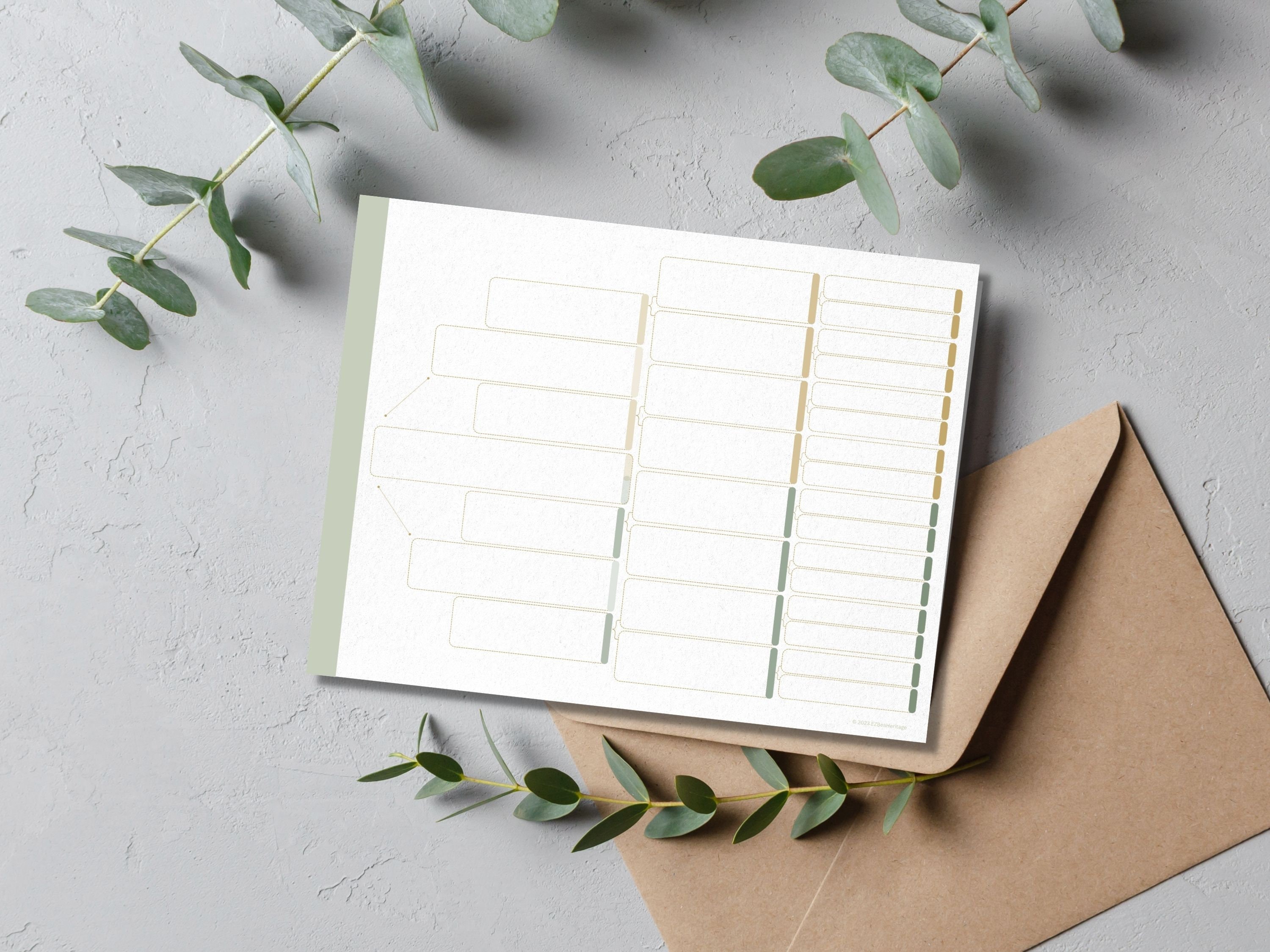 Printable Color-coded Family Tree Template Bundle With 5 Generations ...