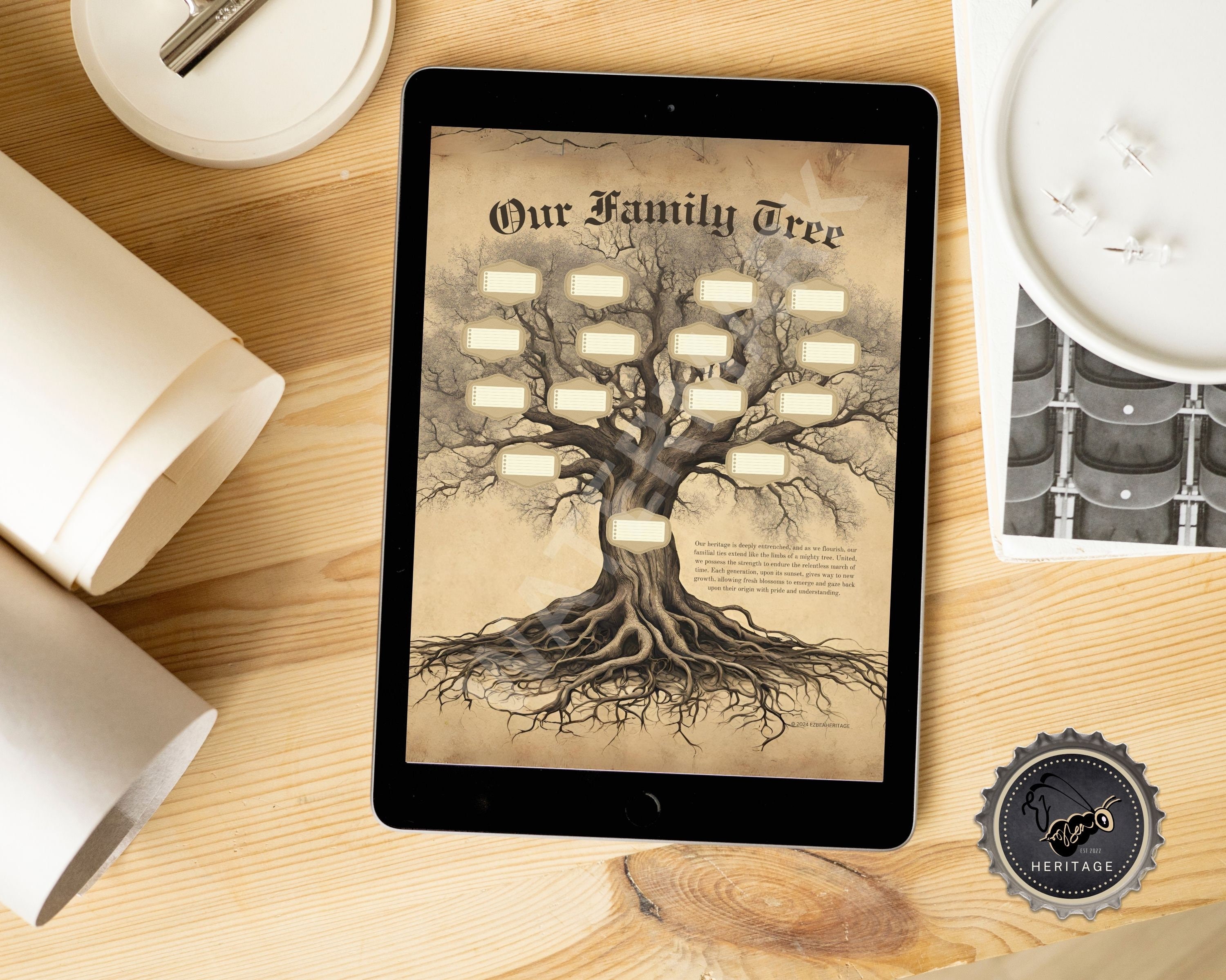 Genealogy Family Tree Template Deep Roots Ancestors Pedigree Chart on ...