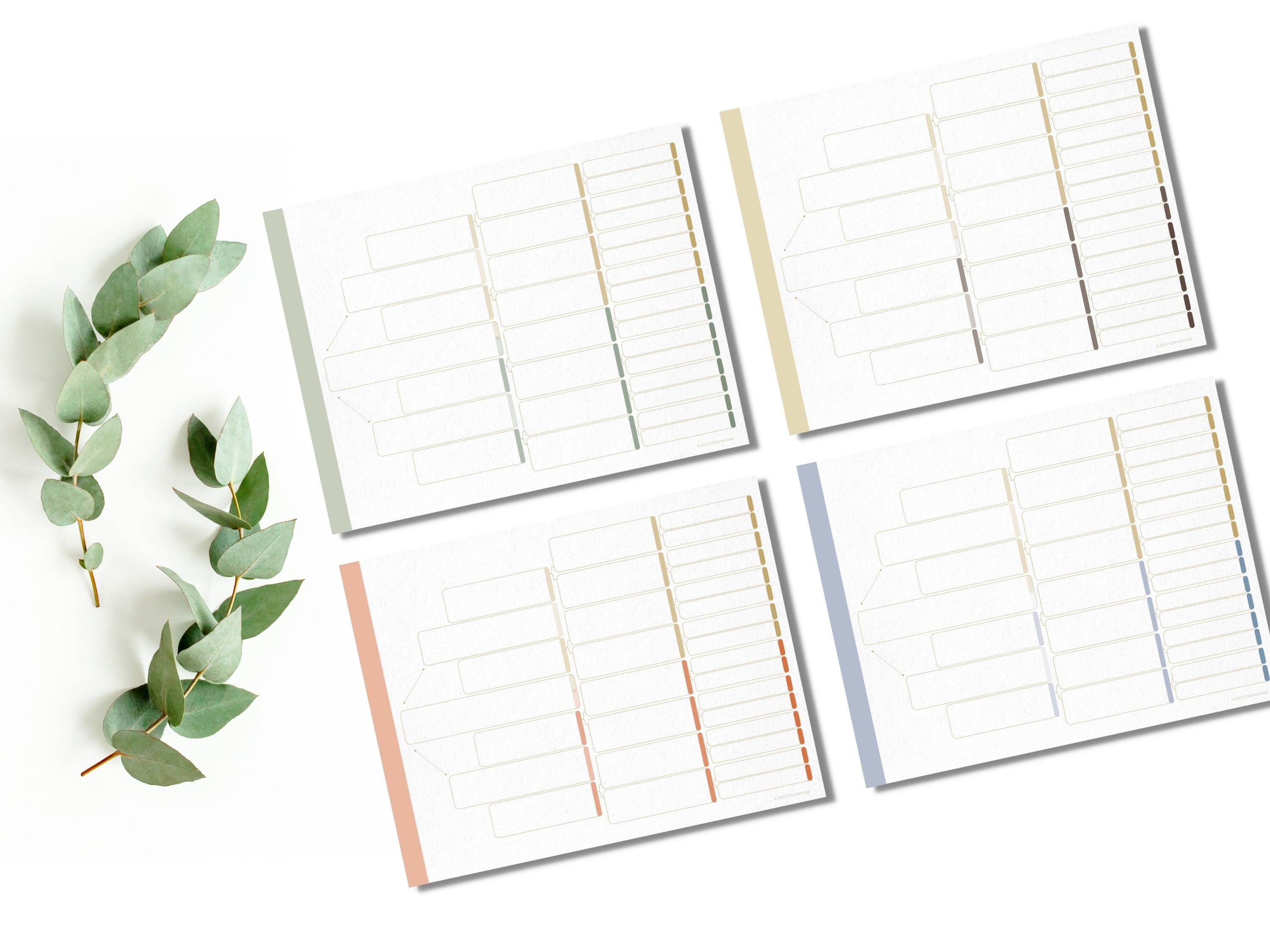 Buy Printable Color-coded Family Tree Template Bundle With 5 ...