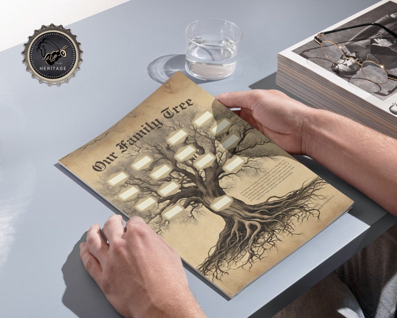 Genealogy Family Tree Template Deep Roots Ancestors Pedigree Chart on ...