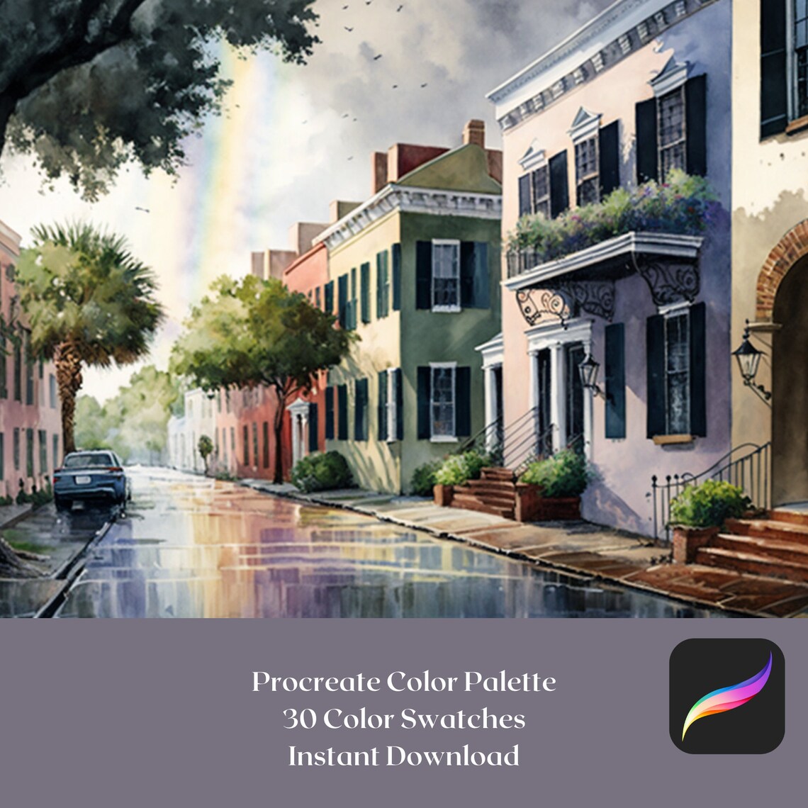 PROCREATE Color Palette CHARLESTON WATERCOLOR | 30 Color Swatches ...