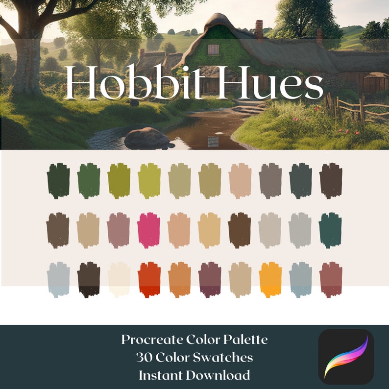 PROCREATE Color Palette HOBBIT HUES | 30 Color Swatches | Instant ...