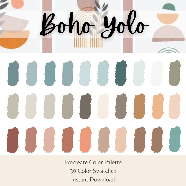 Procreate Color Palette BOHO YOLO | Color Swatches | Instant Download ...