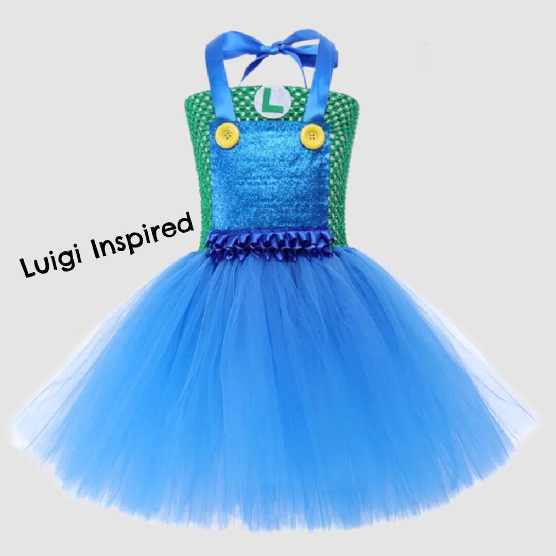 Luigi Tutu Dress, Super Mario Bros Costume, Blue Green Luigi Dress ...