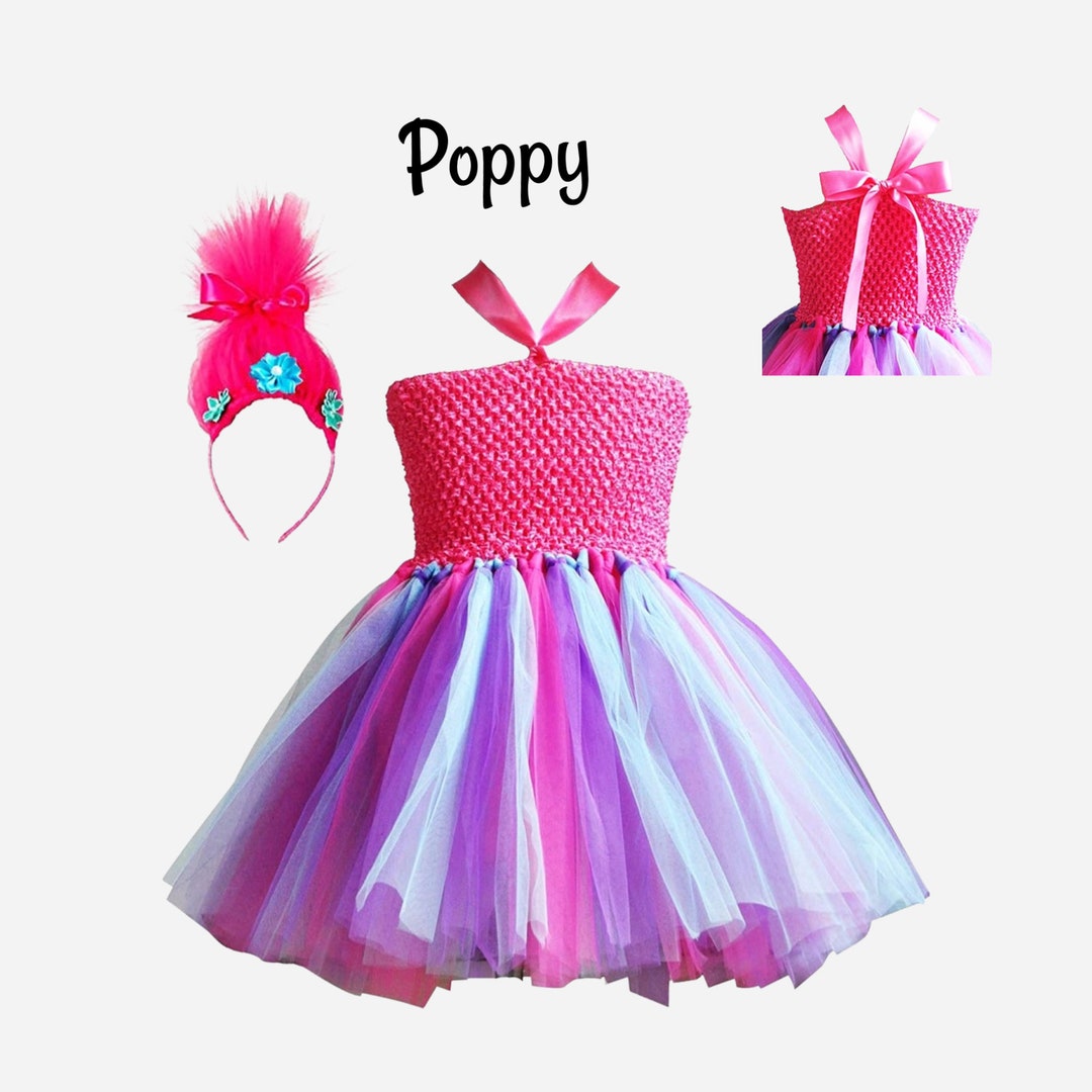Troll Princess Costume, Poppy Tutu Dress, Halloween Costume, Troll ...