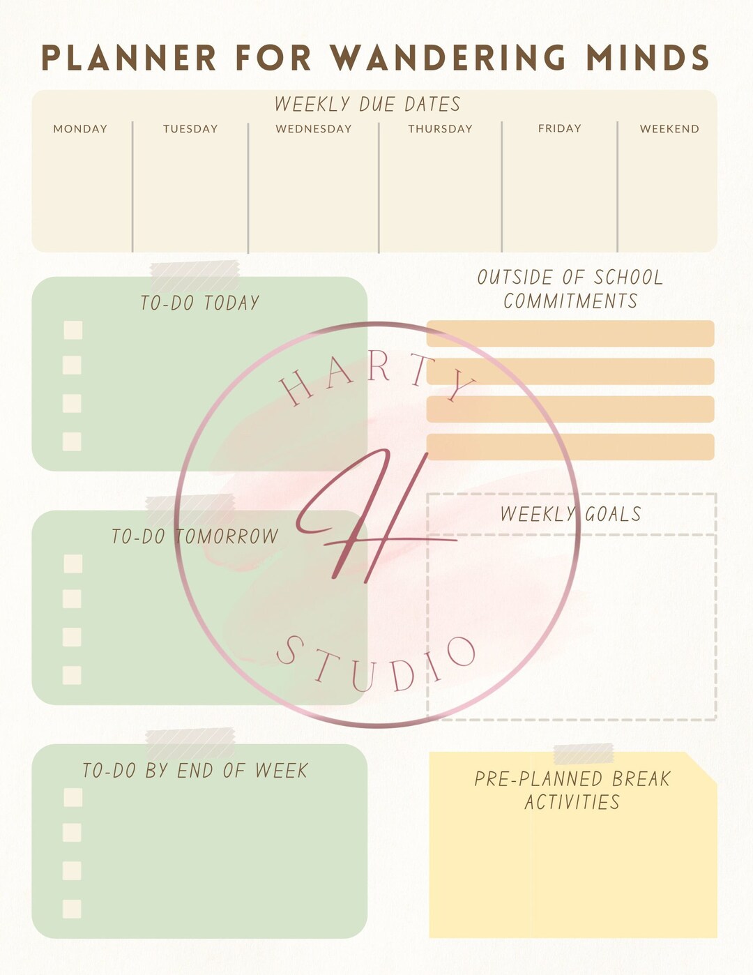 ADHD Academic Planner - Etsy