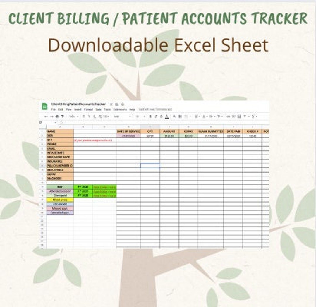 Client Billing Patient Accounts Tracker | Private Practice Forms ...