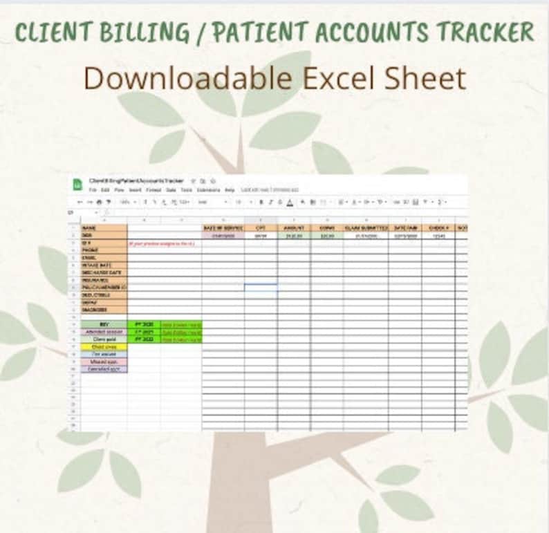 Client Billing Patient Accounts Tracker | Private Practice Forms ...
