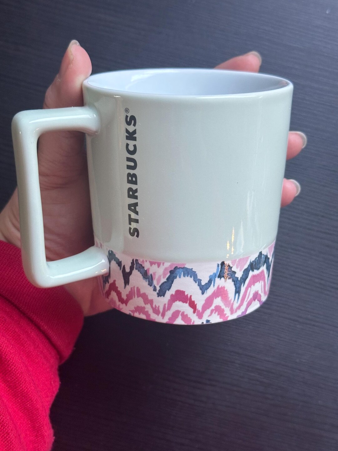 Starbucks Coffee Mug 12 Oz 2017 Beautiful Mint Green With Abstract Art ...